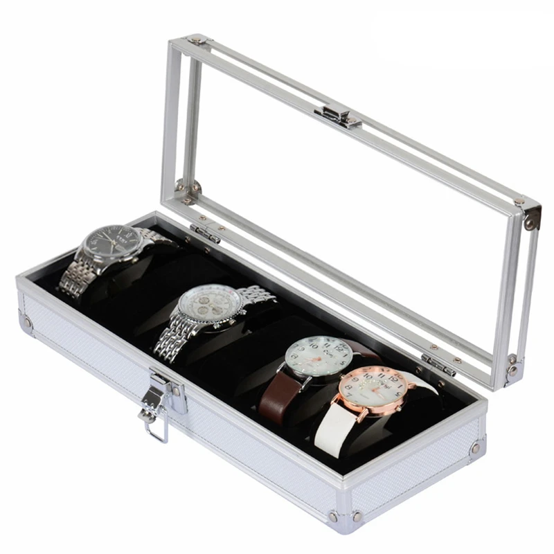 2017 Aluminum Alloy PU 6 Grid Jewelry Watches Storage Box Watch Display ...