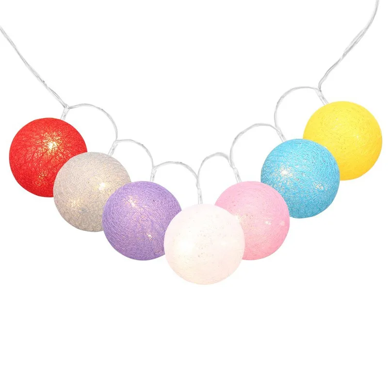 Rainbow color Cotton Ball Fairy LED String lights for Kids Room ...