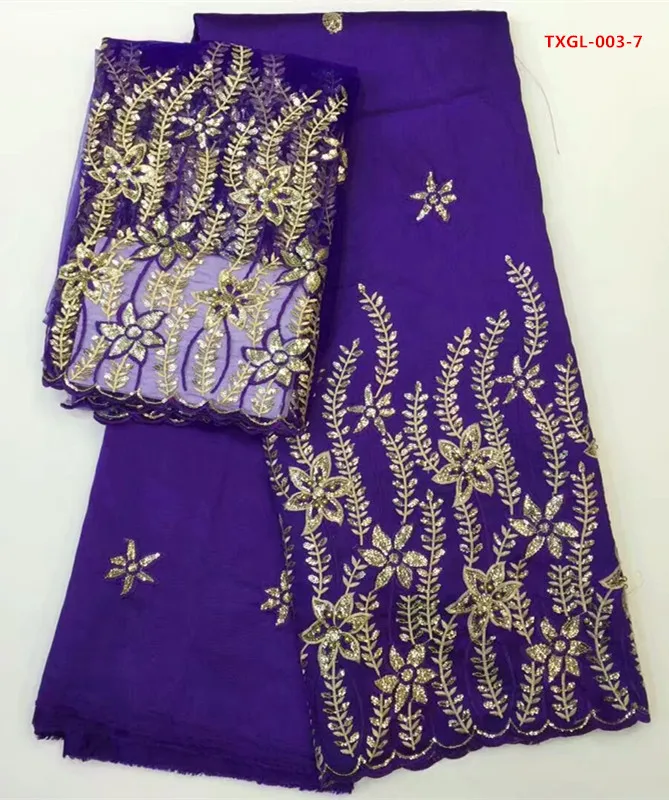 African george material in purple with gold 5yards match 2yards george ...