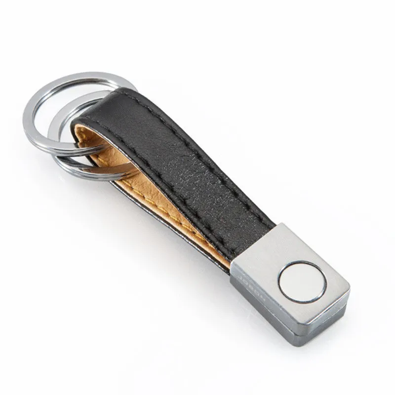 ELEIZHENWTA Handmade Luxury Leather Keychain Keyring double Ring Key ...