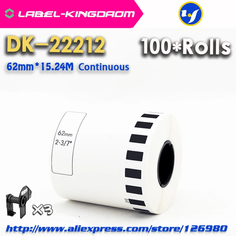 100 Refill Rolls Generic DK 22212 Label 62mm*15.24M Continuous ...