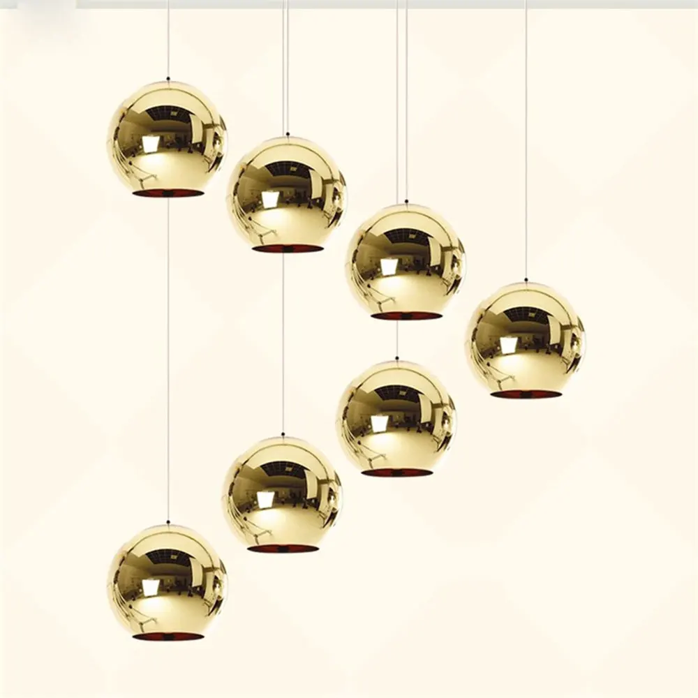 Modern Tom Dixon Electroplated Golden Ball Pendant Lights Glass LED ...