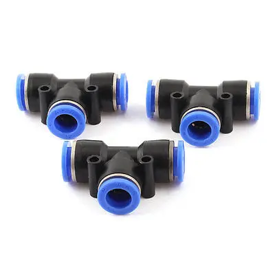 3 Pcs Pneumatic T Connector Tube OD 6/13" Air Tube Quick Release ...