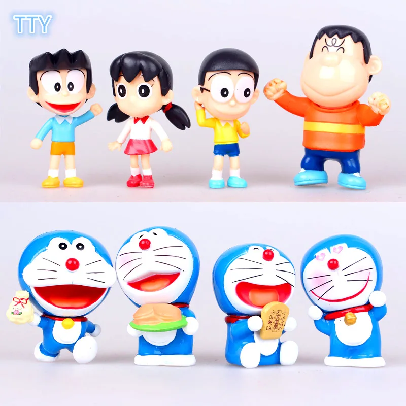 Hot 8pcs/set Doraemon Action figure 8cm Doraemon anime Cartoon figure ...