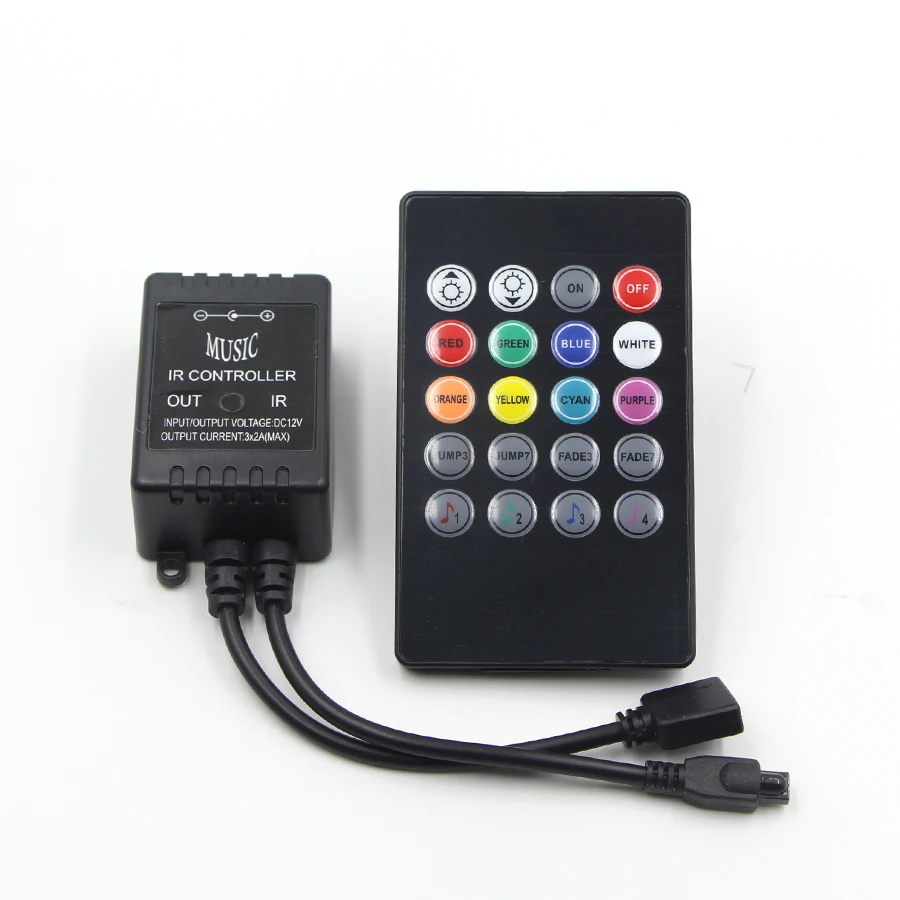 Led Music Ir Controller 20key Remote Sound Sensor Rgb Controller Dc 12v ...
