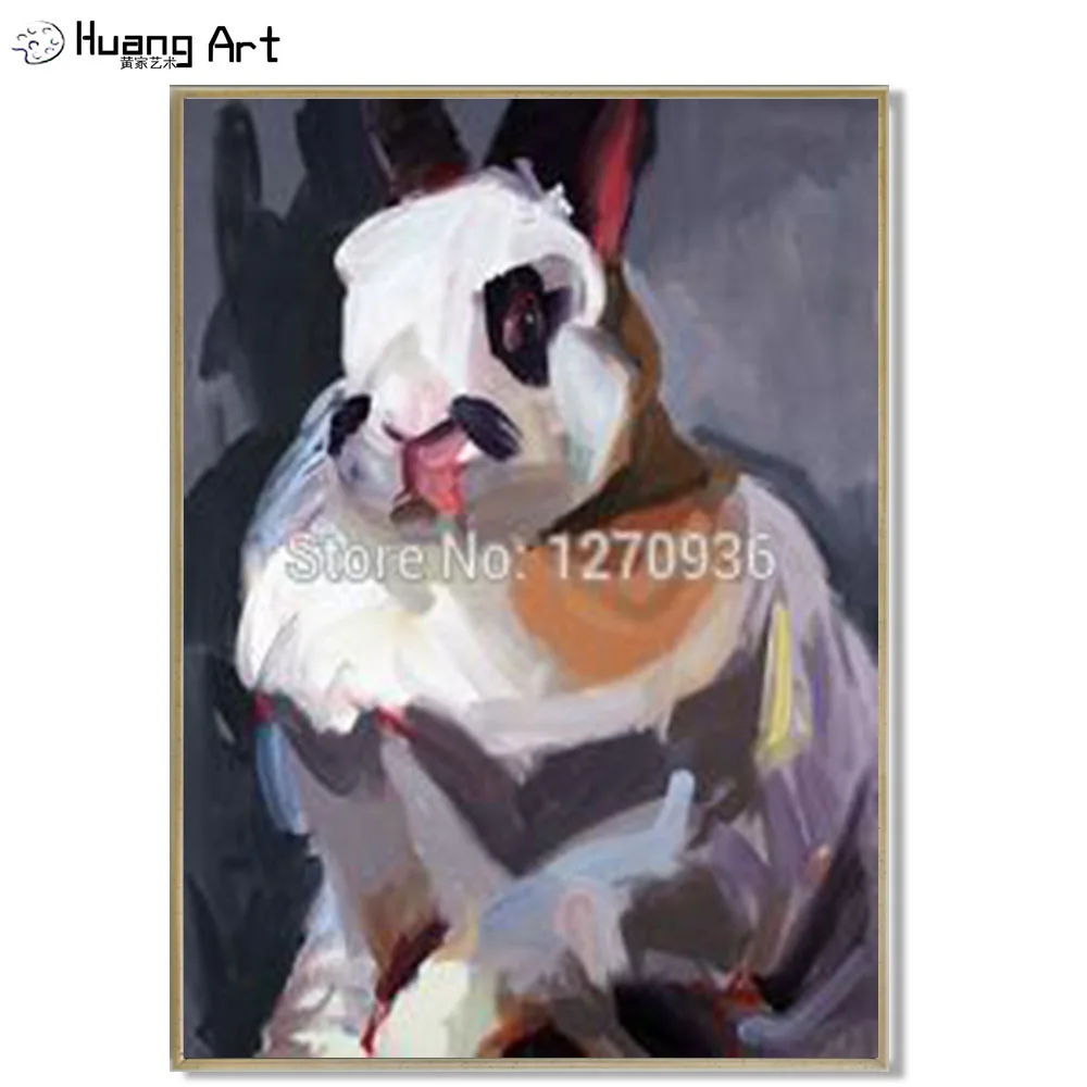 Abstracto blanco mástil conejo estancia en el suelo pintura hecha a ...