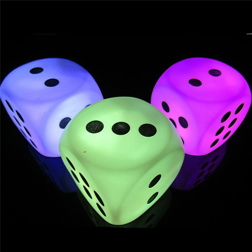 Battery Powered 5cm Puzzle Game Discoloration Creative Dice LED Bedside ...