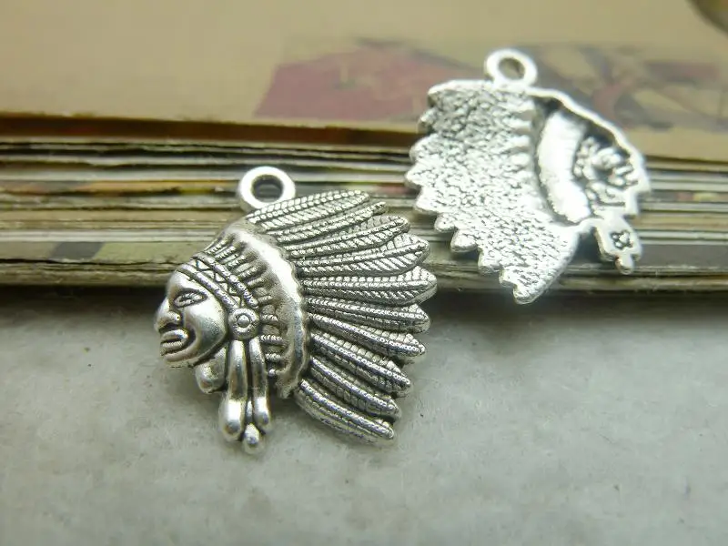 30pcs 19*20mm Indian tribal chief charms antique silver/bronze tone diy ...