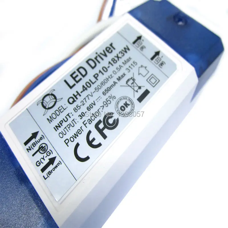 1 개 10-18x3W 650mA LED 드라이버 30W 40W DC30-60V 투광 조명을위한 고성능 LED Powr 공급