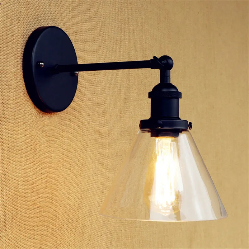 Loft Style Retro Wall Lamp Glass Lampshade Wall Sconce Edison ...