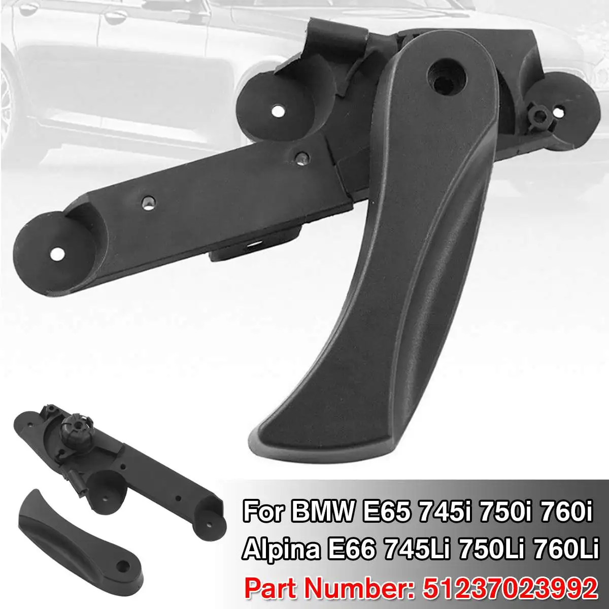 2PCS NEW Black LHD Hood Release Grip Handle & Bracket E65 745i 750i ...