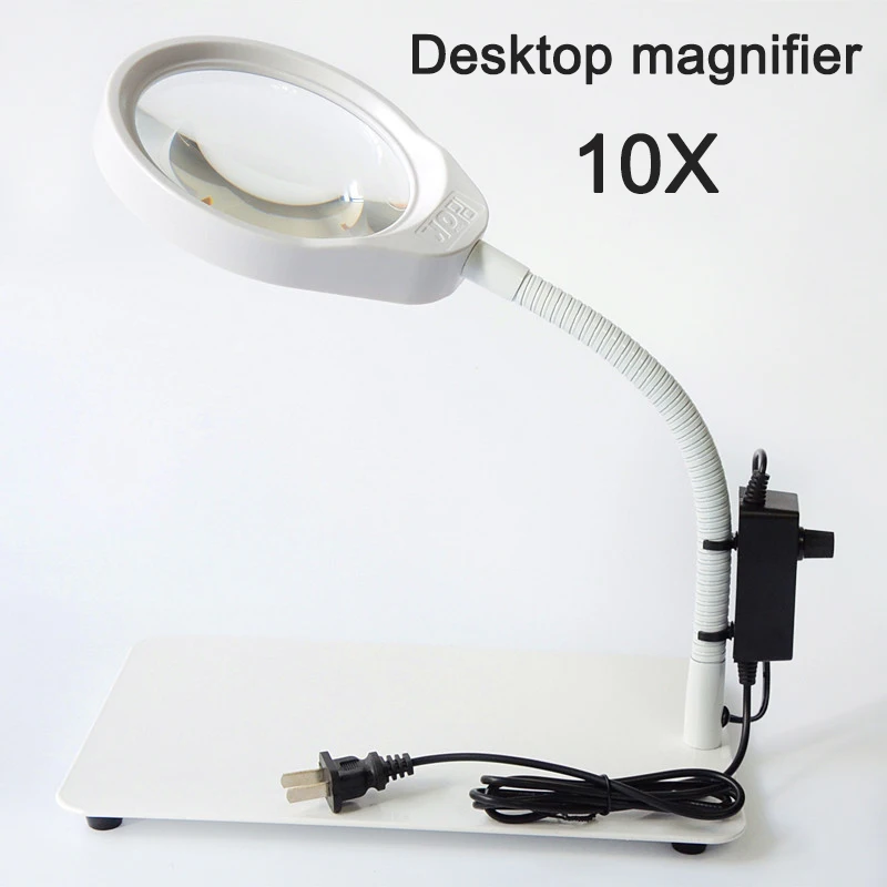 New Magnifying Desk Table Handheld Lamp 10X Magnifier 125mm With 48 LED 