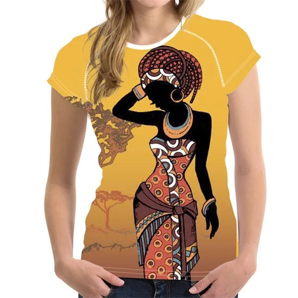 FORUDESIGNS African Tribal Ethnic Pattern Short Sleeve Tops T shirts ...
