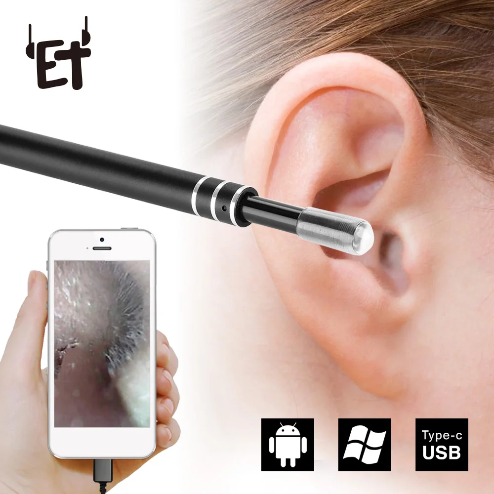Et 6leds Hd Visual Ear Canal Cleaning Tool Ear Pick 03mp Camera Scope Removal Earwax Mouth Gums