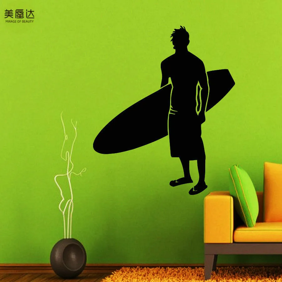 Wall Decals Man Surfer Vinyl Sticker Surfing Sport Decor Art Murals for ...