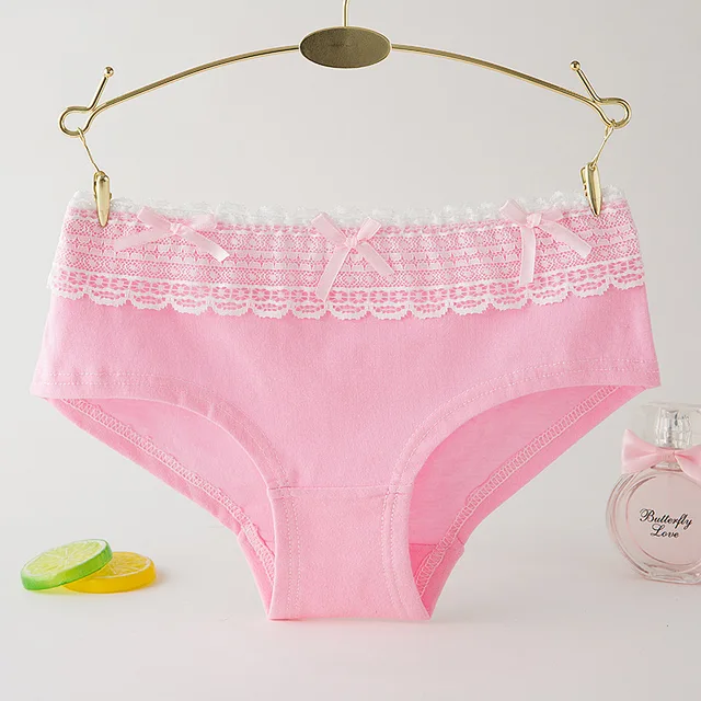 Zqtwt Hot Sale Solid Cotton Cute Bow Underwear Women Soft Lingerie Pink