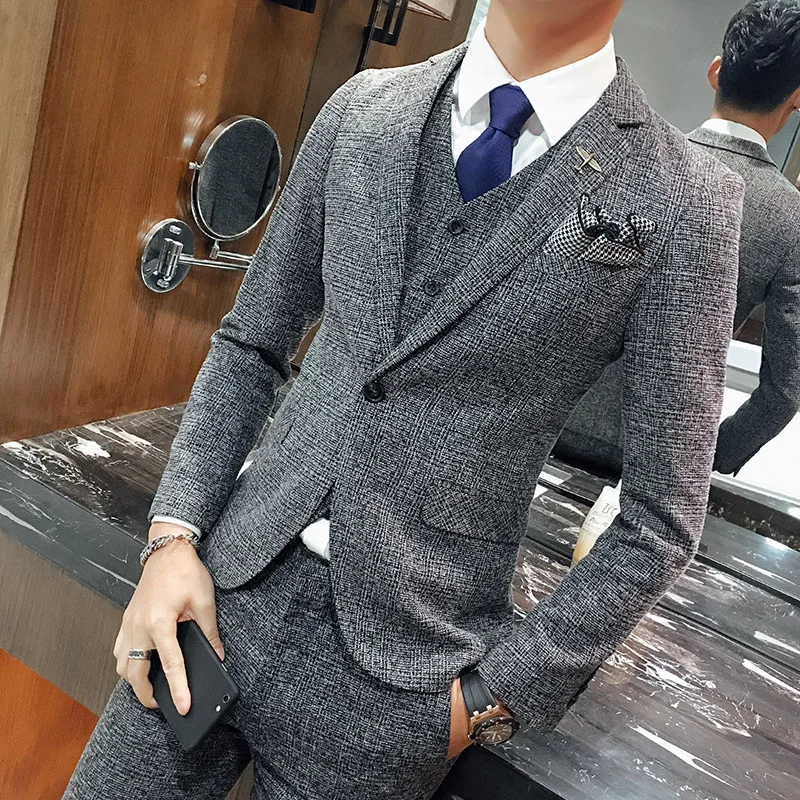 New High Quality Korean Version of The Groom Groomsman Married Suit Men ...