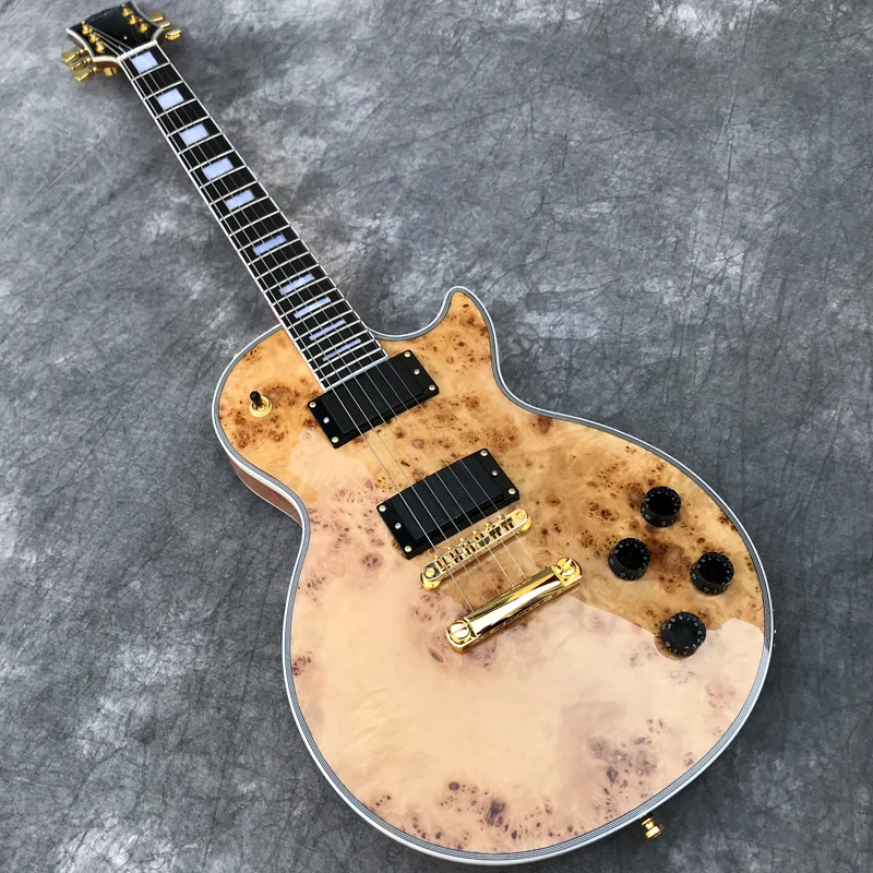 In Stock Natural Burl Maple Electric Guitar, Solid Mahogany body w ...