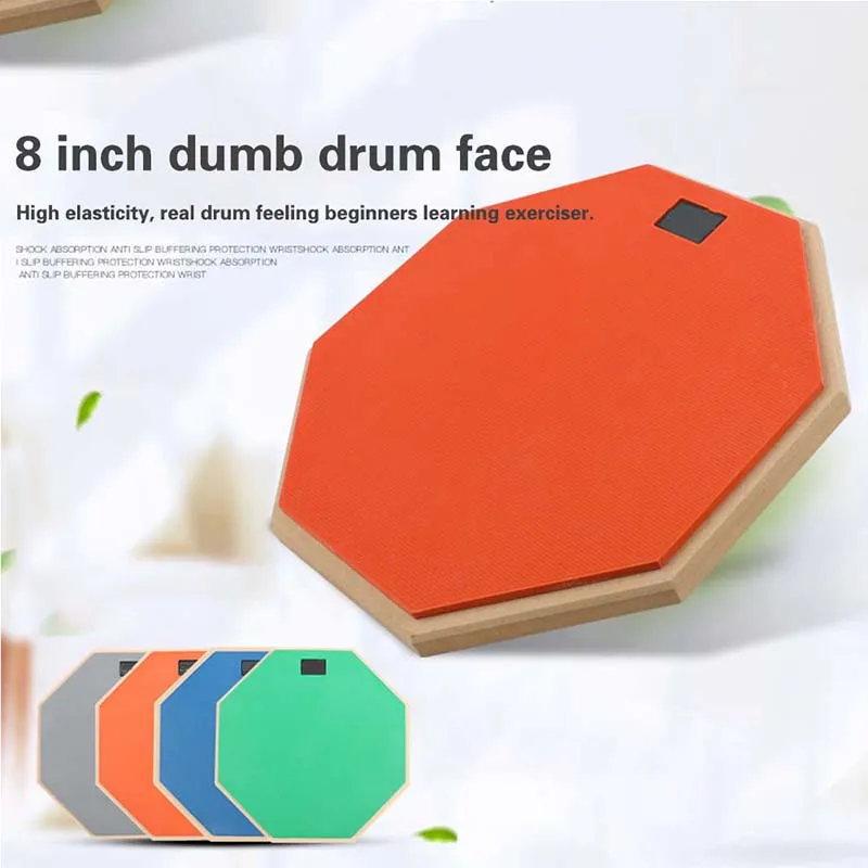 Portable 8 Inch Dumb Drum Elastic Shock Absorption Drum Pad Rubber Wooden Practice Training Drum
