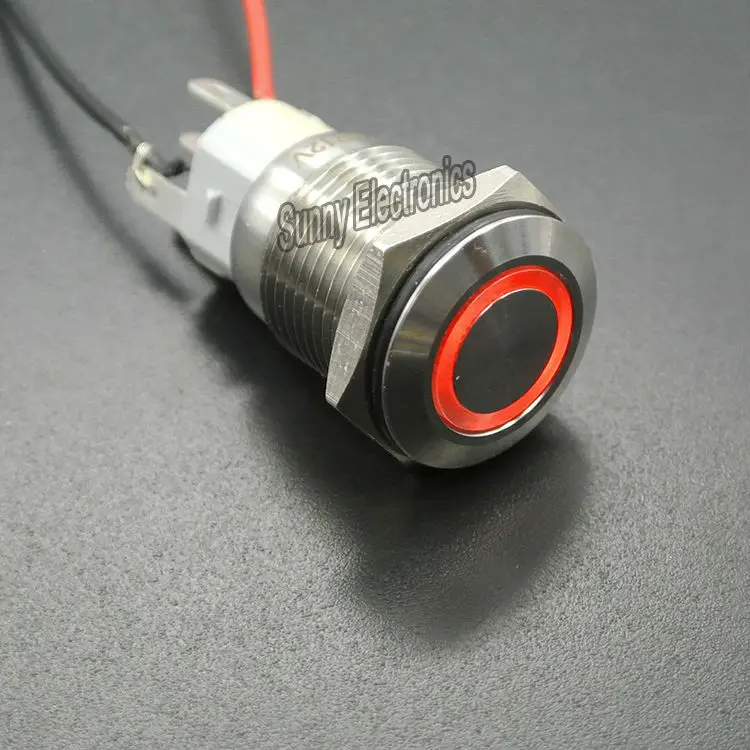 Aliexpress.com : Buy Waterproof stainless steel Red Led 12V 16mm ON OFF ...