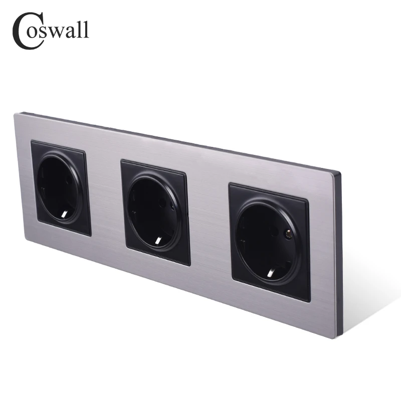 Coswall Stainless Steel Panel Triple Wall Socket 16a Eu Russia Spain ...