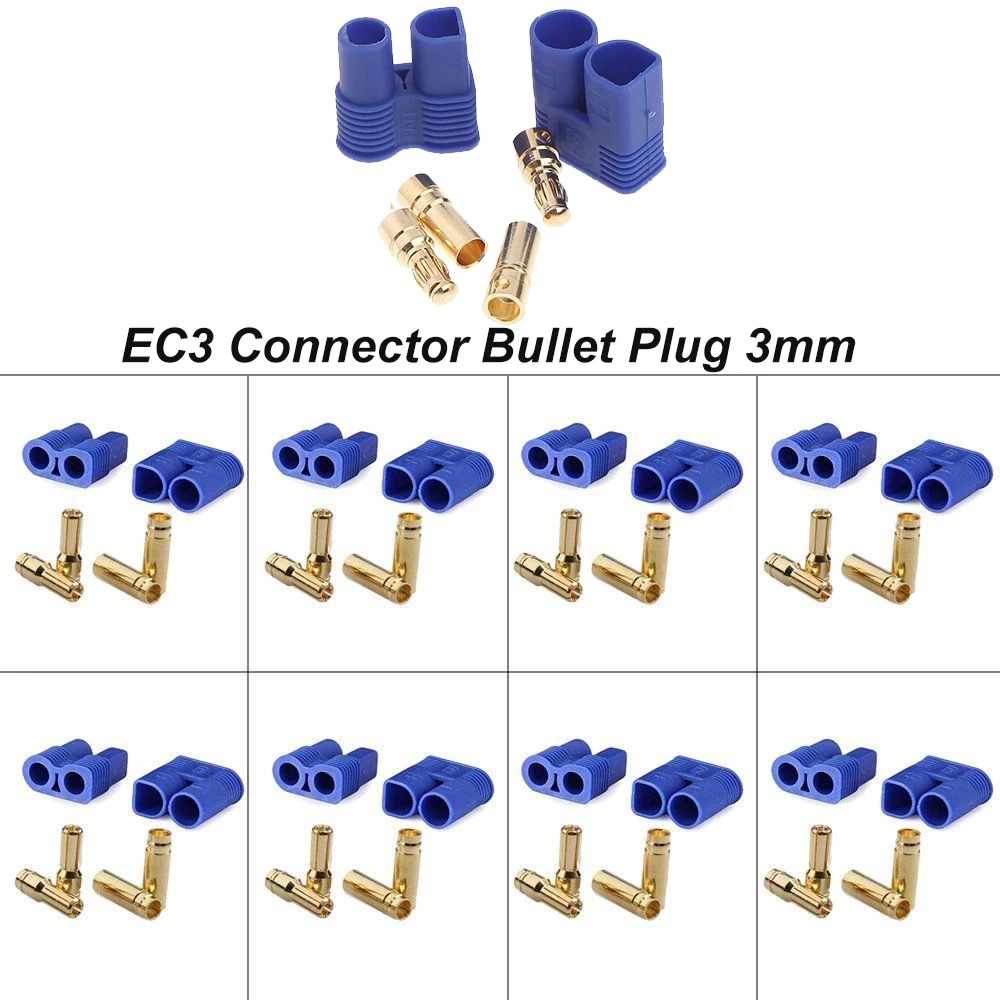 5 Pairs EC3 Male Female EC3 3mm Type Battery Connector Gold Battery ...