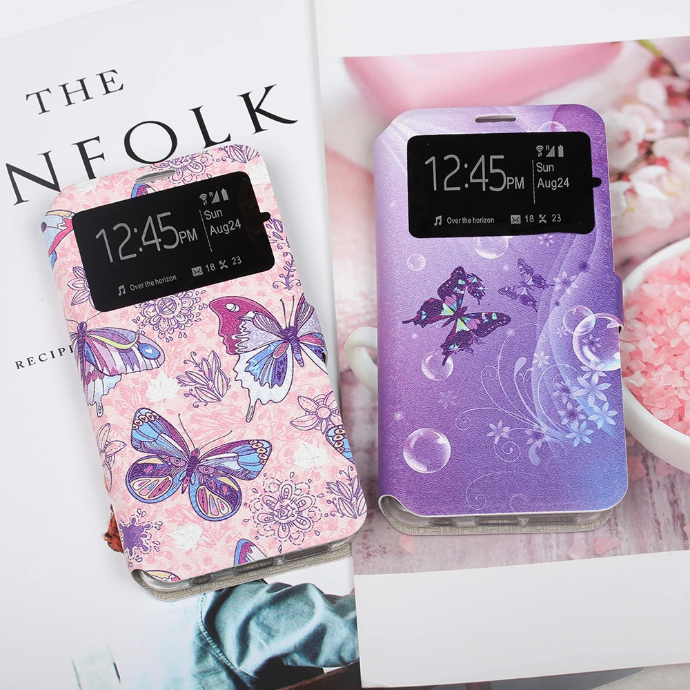 Cute butterfly Mobile Phone For iphone Case Leather Wallet Flip Cover ...