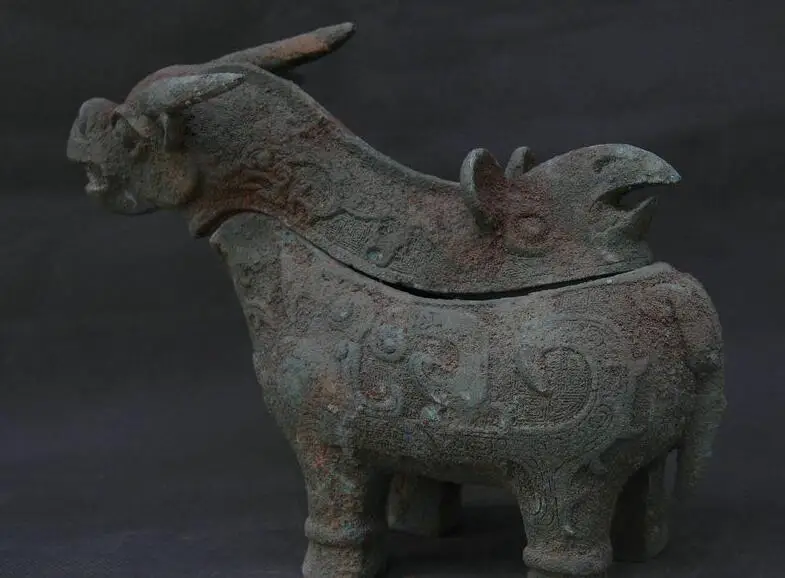 Details about 12" Chinese Dynasty Palace Bronze Bull Beast Drinking ...