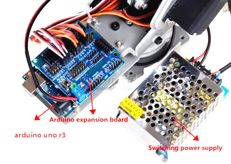 4dof 6dof 로봇 암 제어 시스템 Arduino Uno R3 Arduino 확장 보드 5v4a 스위칭 전원 공급 장치 4