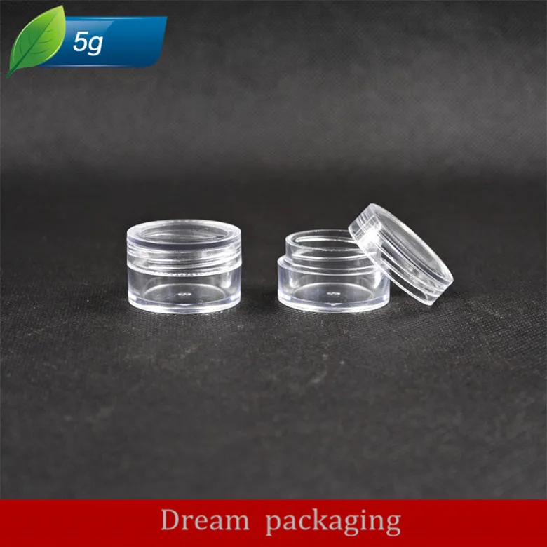 50X5g Clear Small Plastic Sample Containers Mini Jar With Lid Empty ...