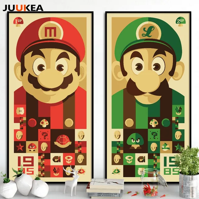 Super Mario Bros Clásico Juego de Dibujos Animados Carteles Y Impresión ...