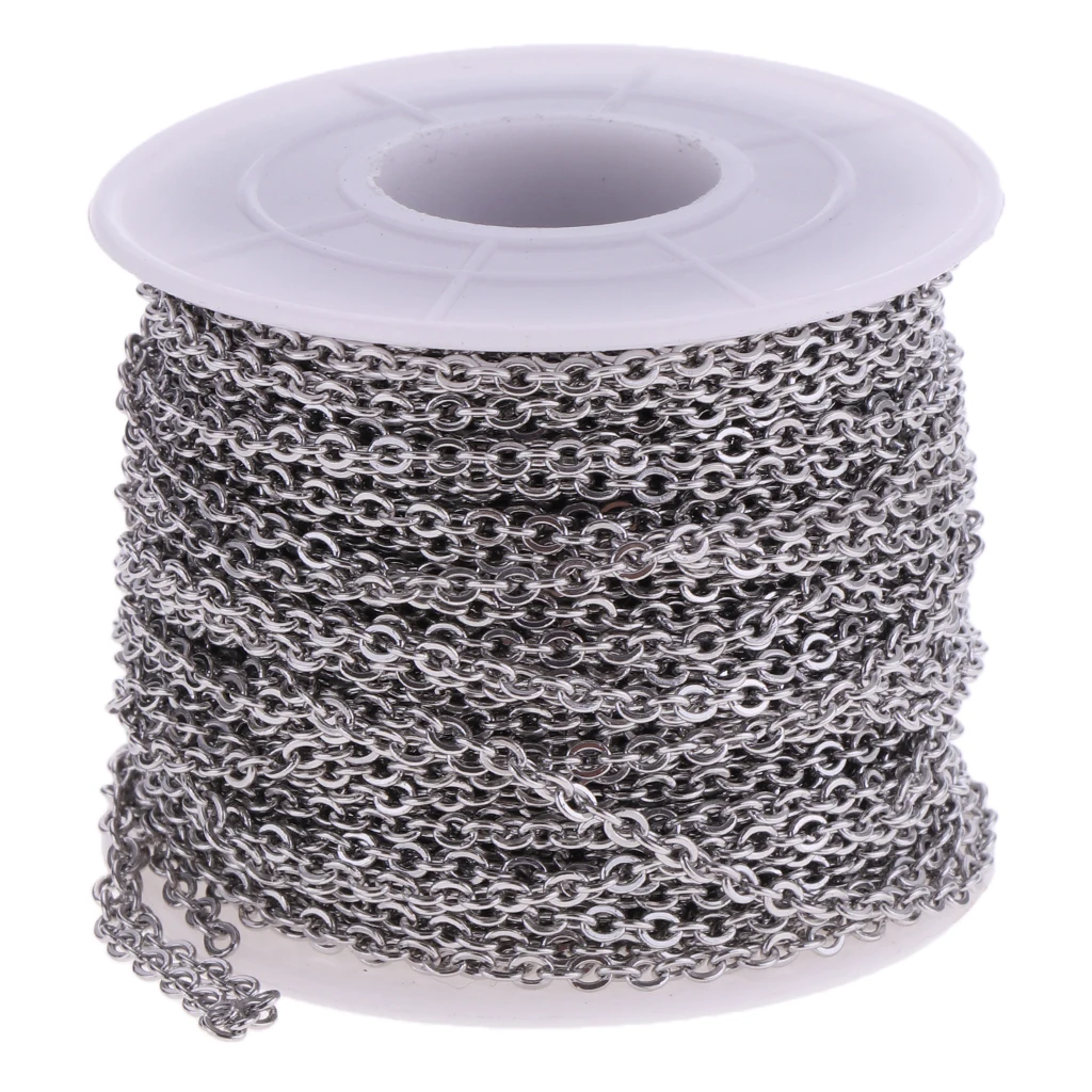 1-Roll-Flat-Round-Stainless-Steel-Cable-Chain-DIY-Craft-Findings ...