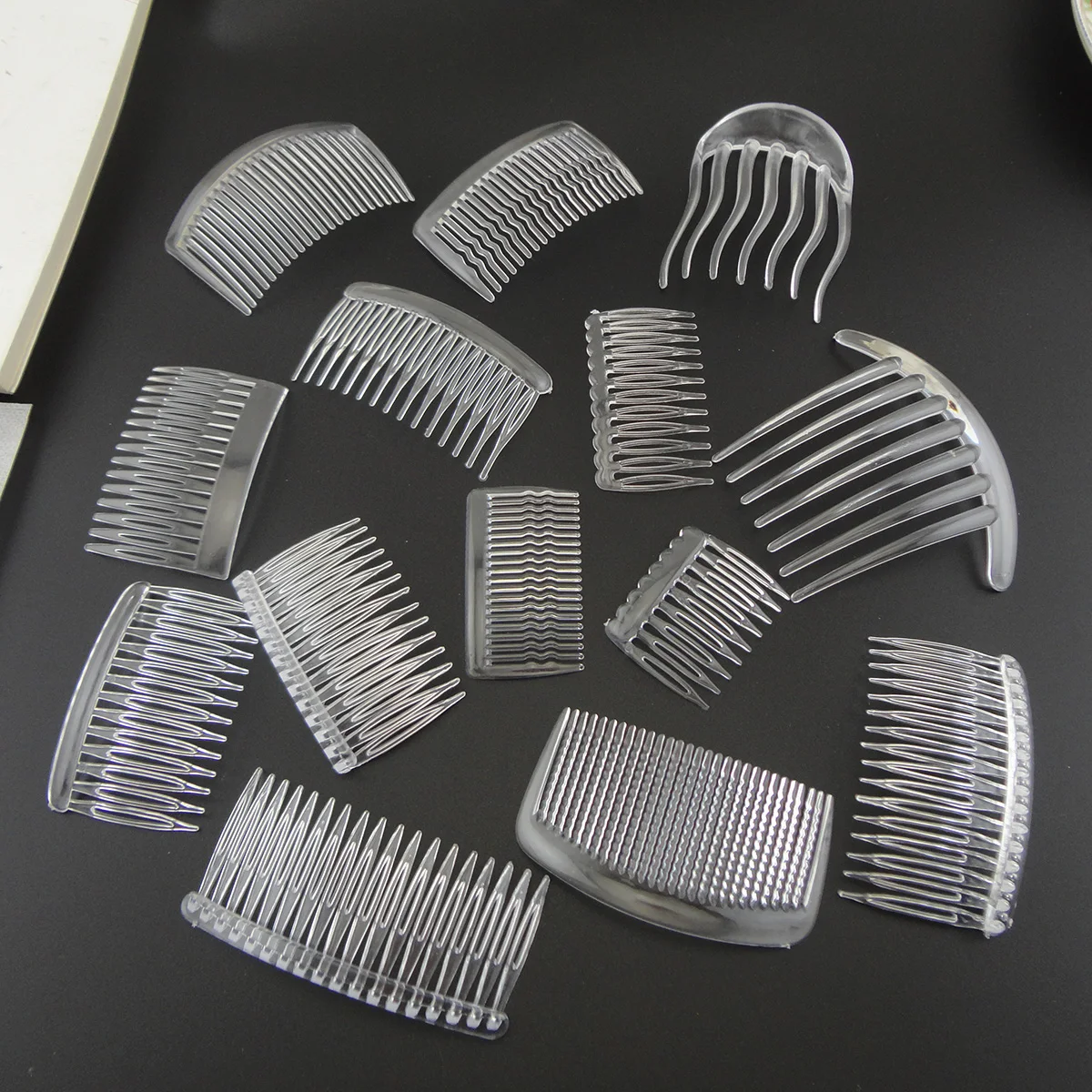 13PCS Various styles clear Plain Clear Plastic Hair Combs diy hair ...