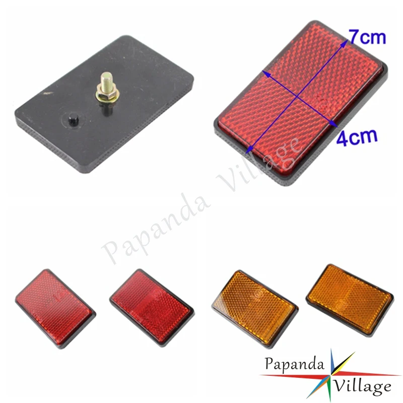 Papanda-2pcs-Red-Amber-Plastic-Rectangle-Reflector-Safety-Warning ...