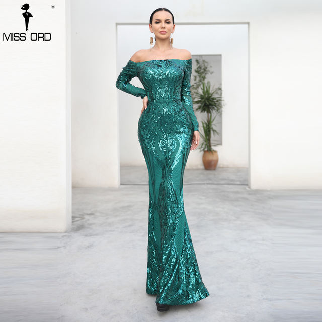 JUKPOP 2019 Sexy bra Long sleeve retro party dress sequin maxi ...