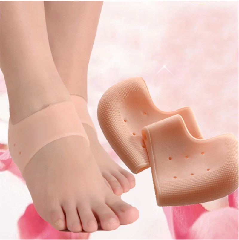 2pcs Silicone Breathable Gel Heel Socks with hole Cracked Foot Skin ...