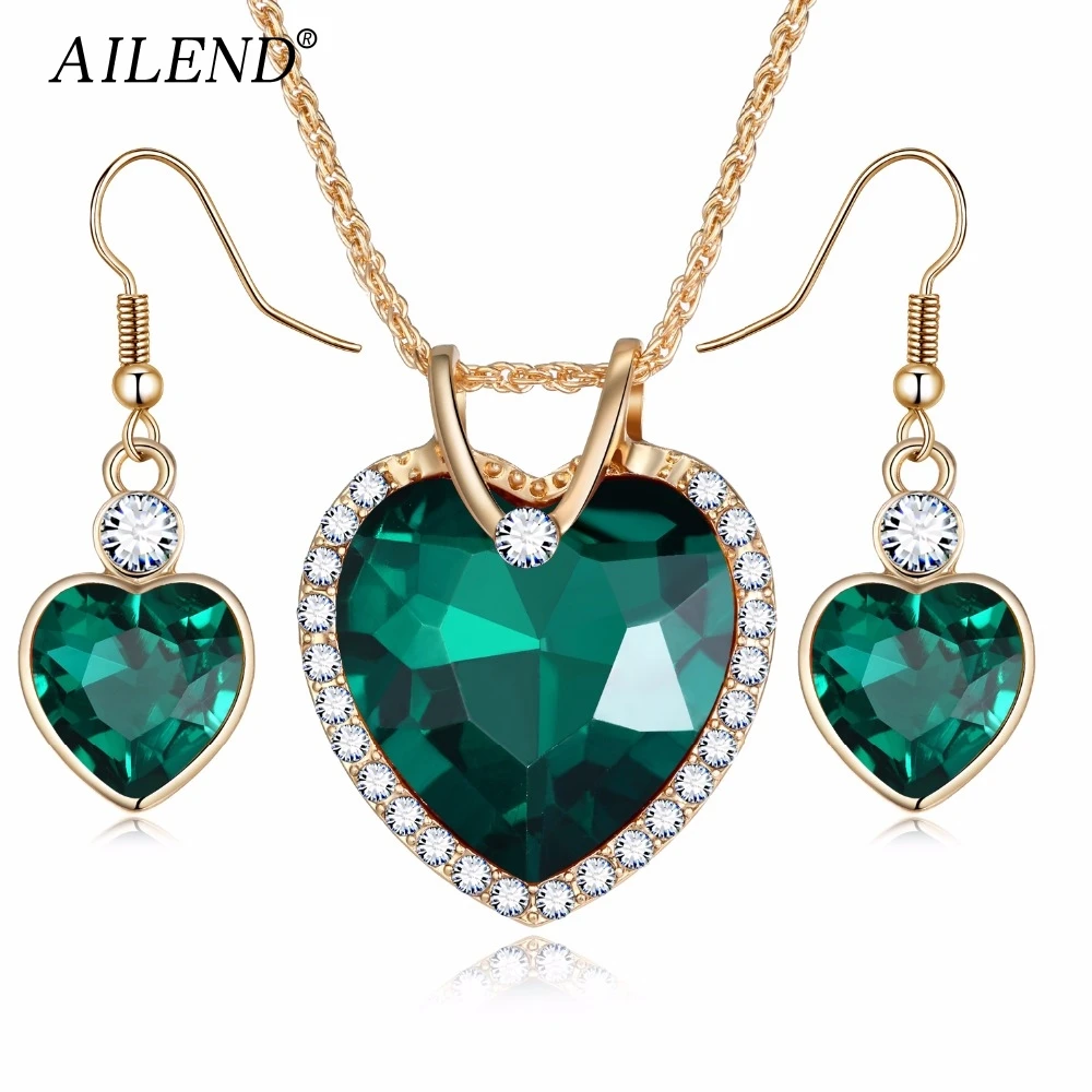 AILEND 2018 Highend luxury 5 Color Love Crystal Heart Jewelry Sets For ...