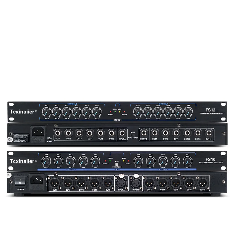 Stereo Mono Audio Signal Splitter Distributor 2 in 10 out XLR or 12 6 ...