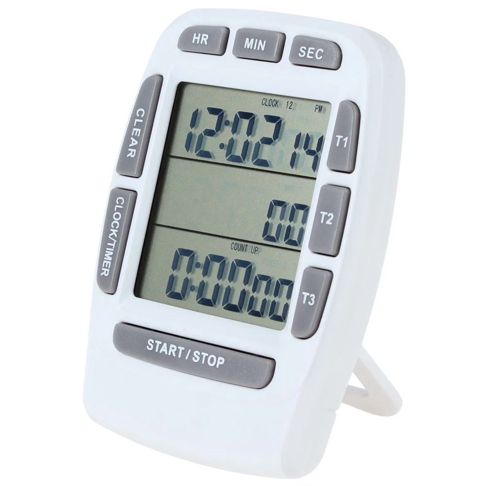 99 Hours Digital Timer Count Down 3 Channel With Clock Big LCD Screen ...