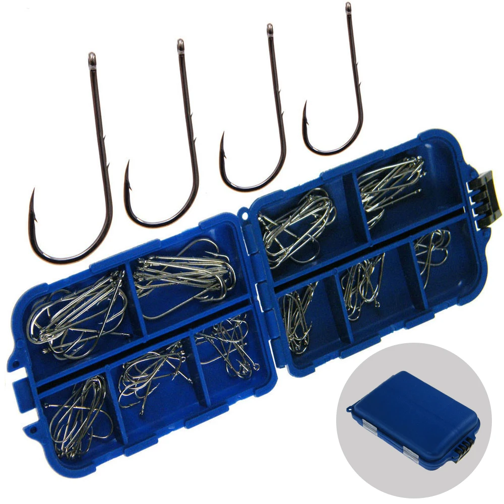 100pcs Baitholder Fishing Hooks Set Carbon Steel Barbed Hook For Soft ...