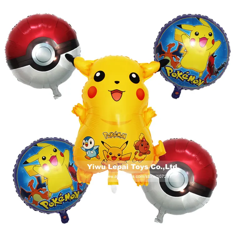 5pcs/set wholesale pokemon balloons bouquet pikachu pokemon go foil ...