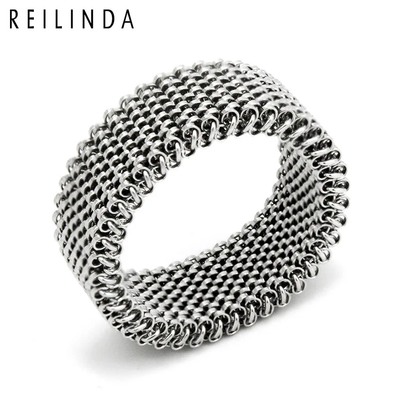 10pcs/lot Wholesale 8# Stretchable Stainless Steel Mesh Ring For 10mm ...