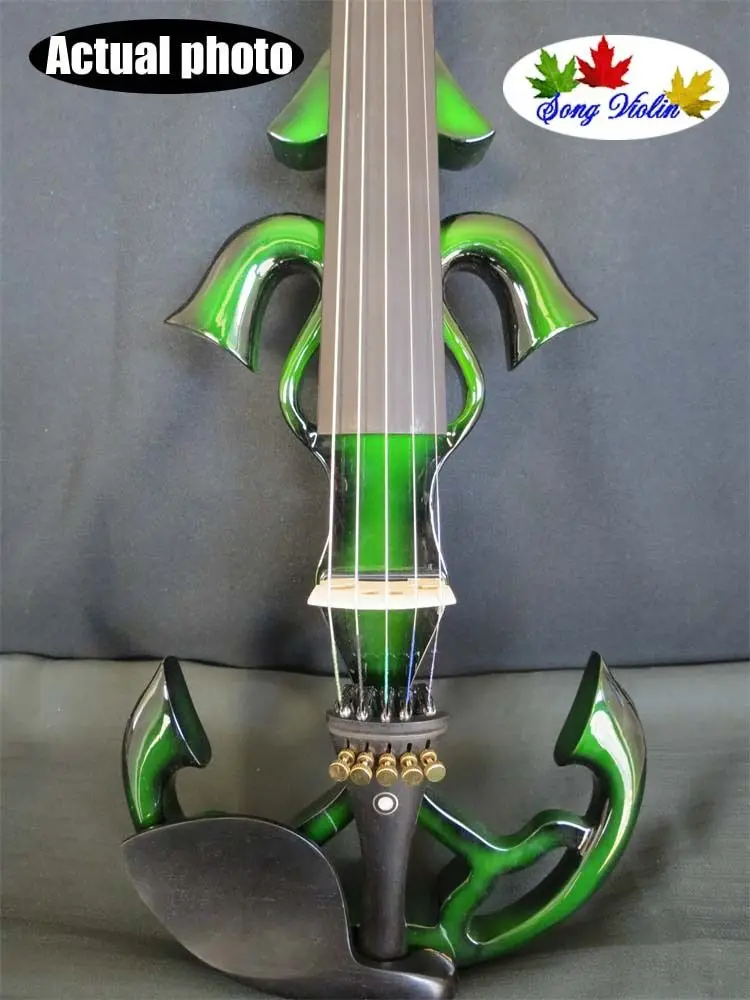 Green Color Crazy -3 Song Art Streamline 5 String 4/4 Electric Violin ...