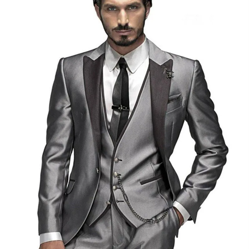 2017 Cinza Smoking Gravata Desgaste Terno Dos Homens Ternos de ...