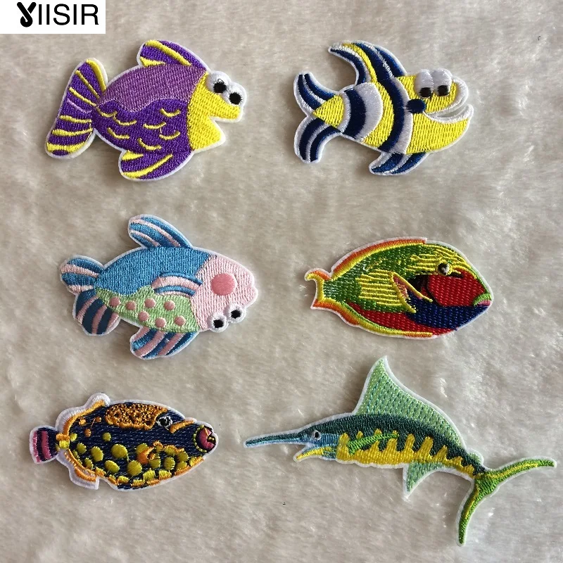 1piece Fabric Sea Fish Embroidery Iron Fish Eye Patches,Good Fish ...