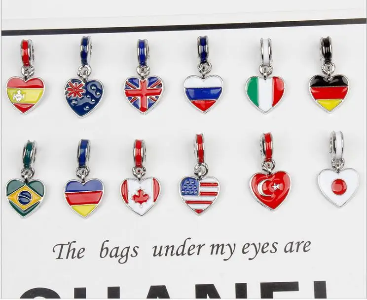 22*11mm New World Diy Enamel Country Flag Charms Pendant Bracelet ...