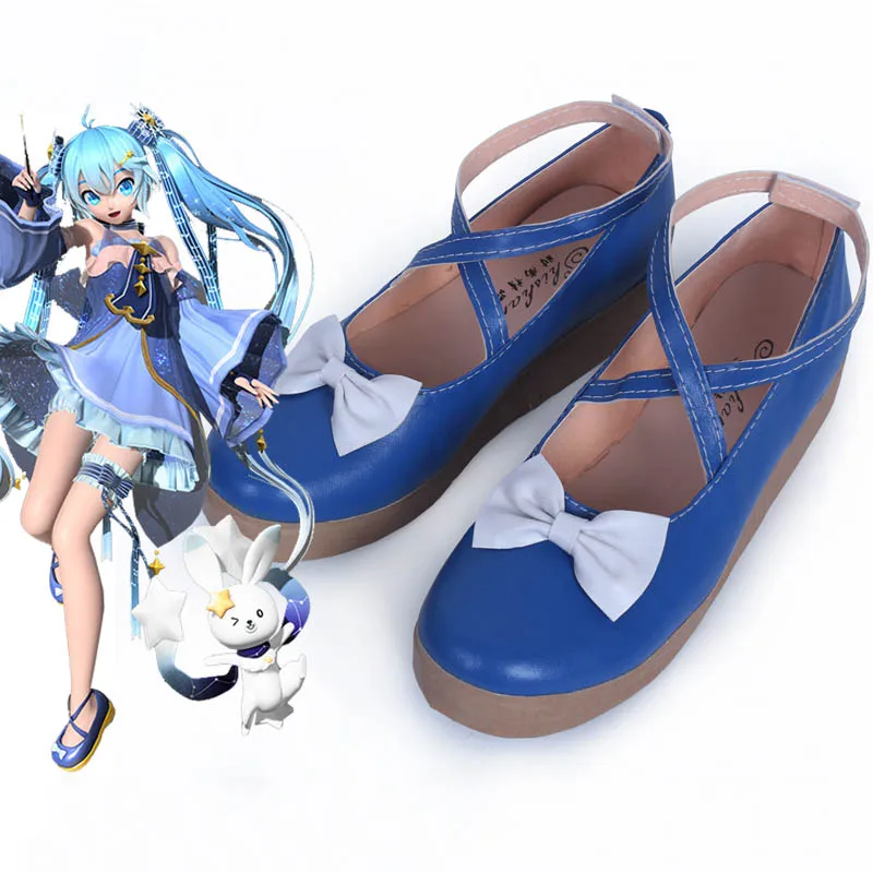Vocaloid Snow Hatsune Miku Cosplay Costume Shoes Kawaii Star Snow ...