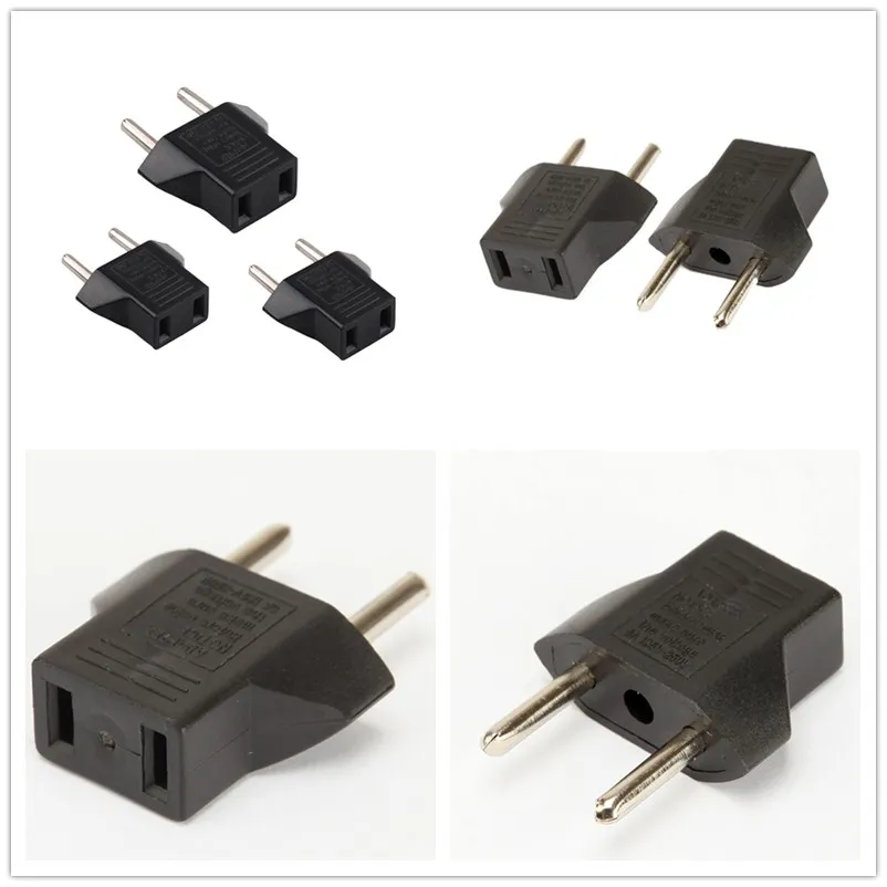 3pcs 6A EU Black Adapter Plug USA to Euro Europe Wall Power Charge ...
