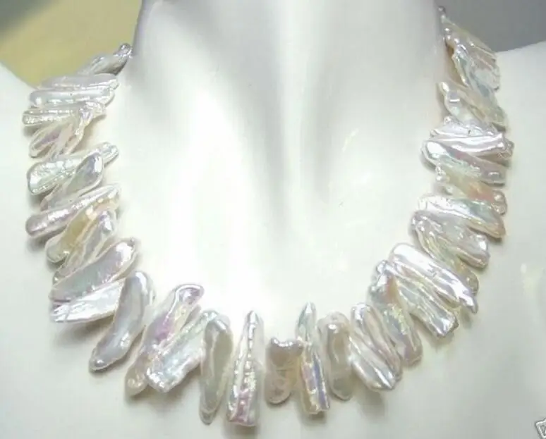 Collar de 18 ", Forma rara y Perla blanca|Collares de cadena| - AliExpress