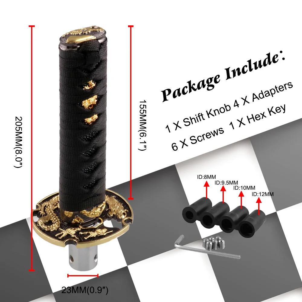 Jdm Short Samurai Gold Dragon Sword Shift Knob 152mm 205mm Metal ...